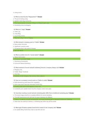 Social Media Marketing Test Answers Upwork _oDesk_ | PDF | Social ...