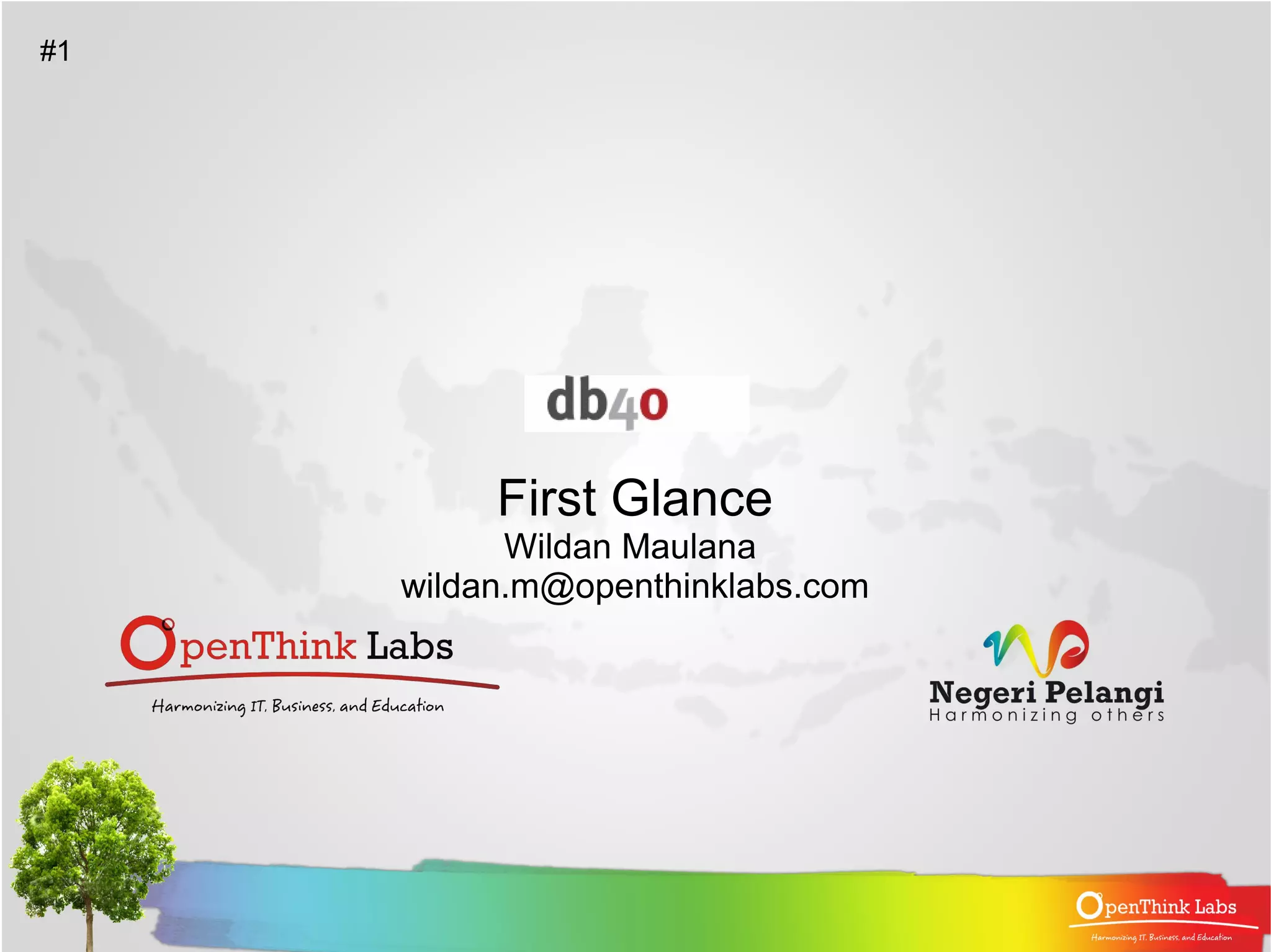 First Glance. (db4o - Object Oriented Database) | PPT