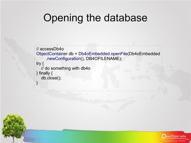 First Steps. (db4o - Object Oriented Database) | PPT