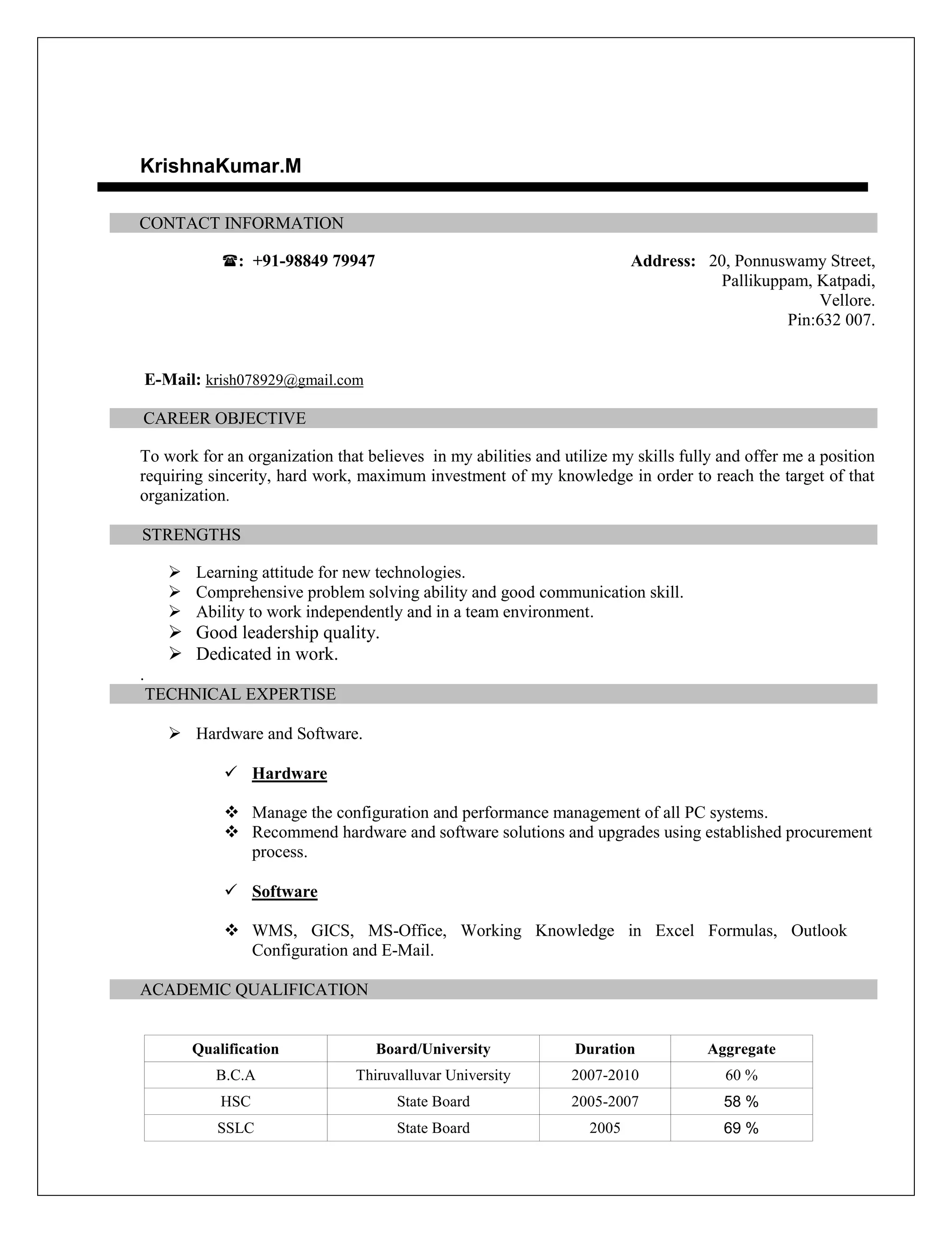 Krish TPT RESUME | PDF