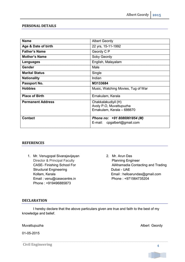 Resume - Albert Geordy | PDF