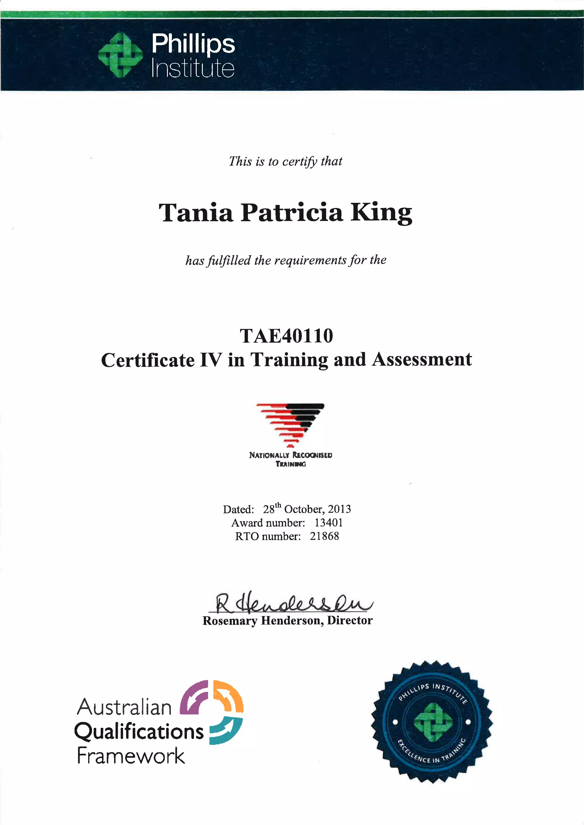 TAE Cert Transcript | PDF