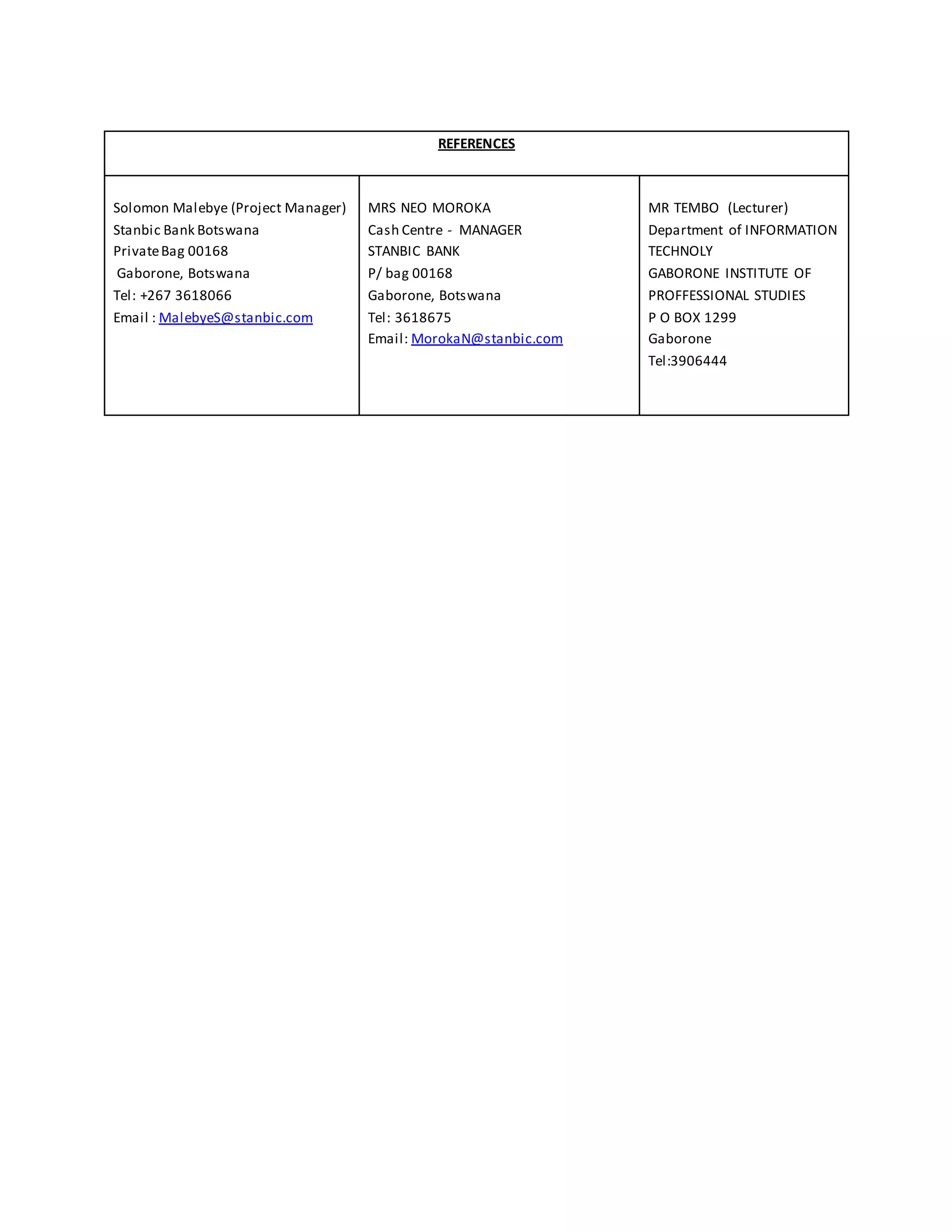 TSHEPISO MORETI CV | PDF