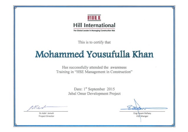 HSE CERTIFICATE | PDF