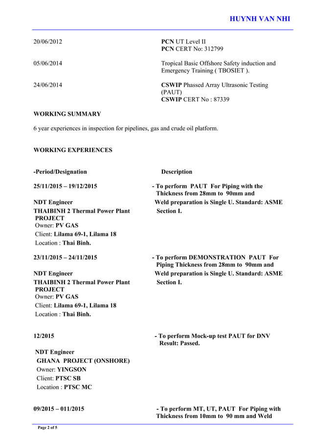 CV Huynh Van Nhi | PDF
