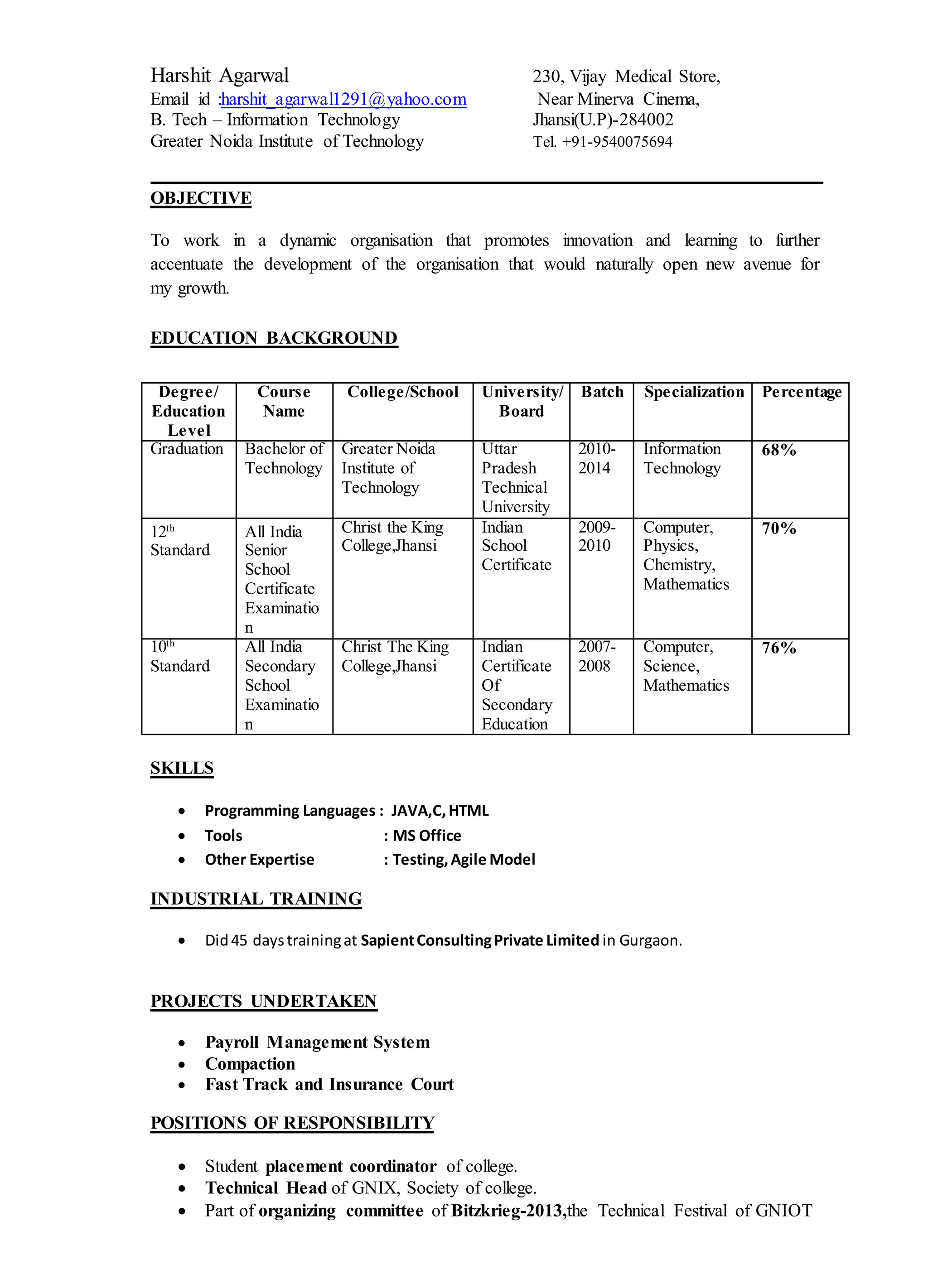 Harshit resume | PDF