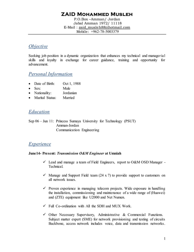 Zaid Musleh CV | PDF