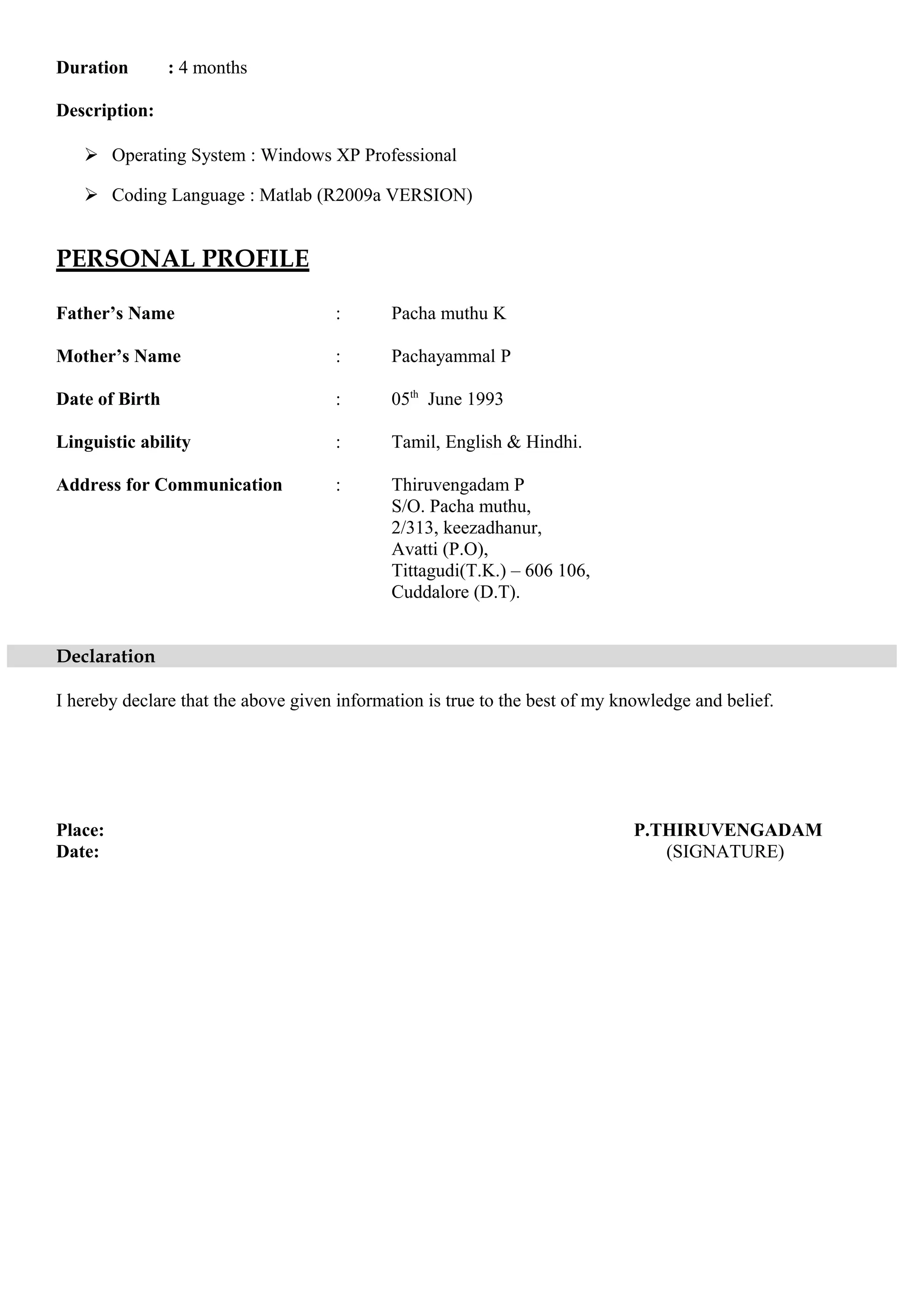 THIRU RESUME | DOC | Databases | Computer Software and Applications