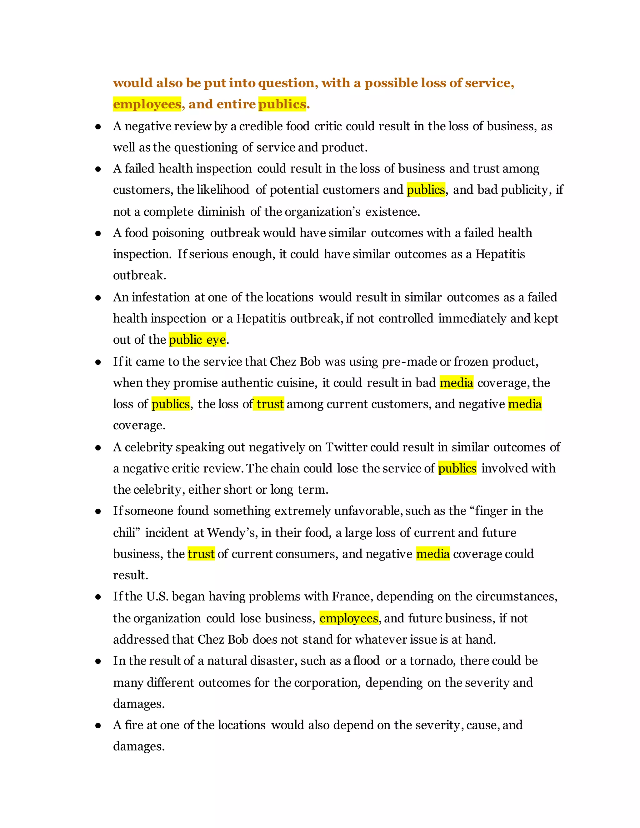 Crisis Management - Chez Bob | PDF