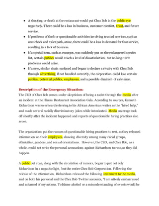 Crisis Management - Chez Bob | PDF