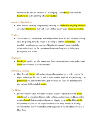 Crisis Management - Chez Bob | PDF