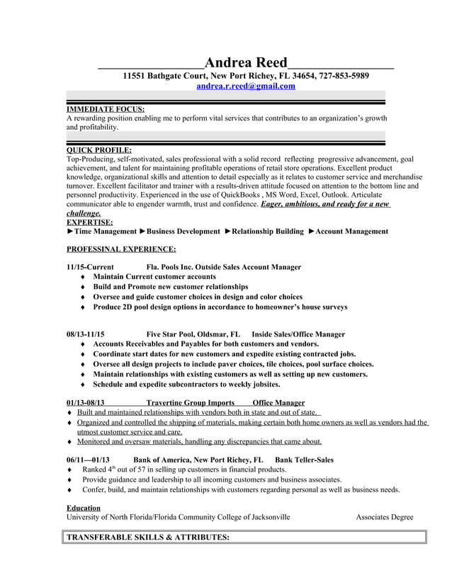 AndreaReed2015Resume1 | PDF