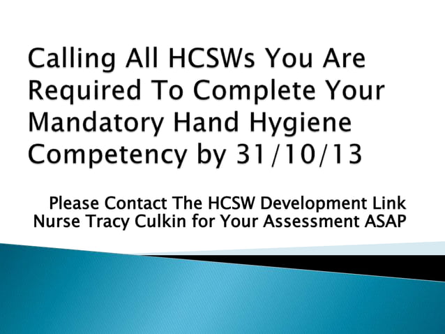 HCSW Hand Hygiene Competency | PPT