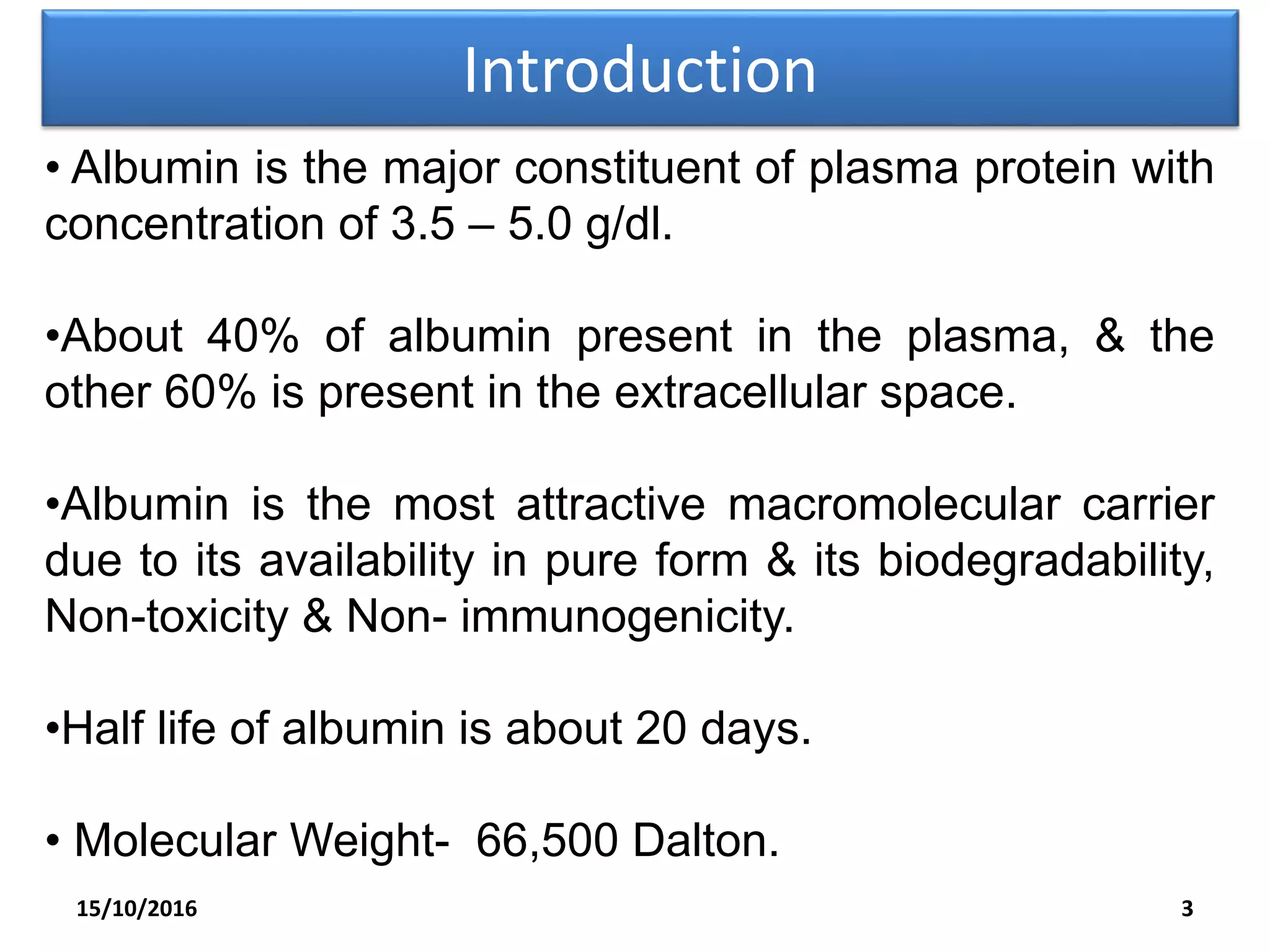 Albumin & its applications. | PPTX