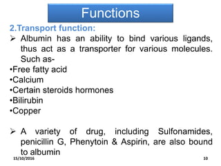 Albumin & its applications. | PPTX
