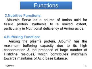 Albumin & its applications. | PPTX