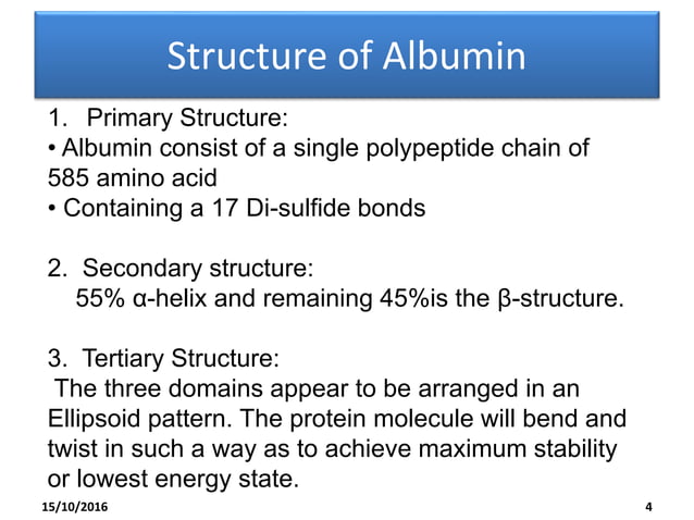 Albumin & its applications. | PPTX | Chemistry | Science