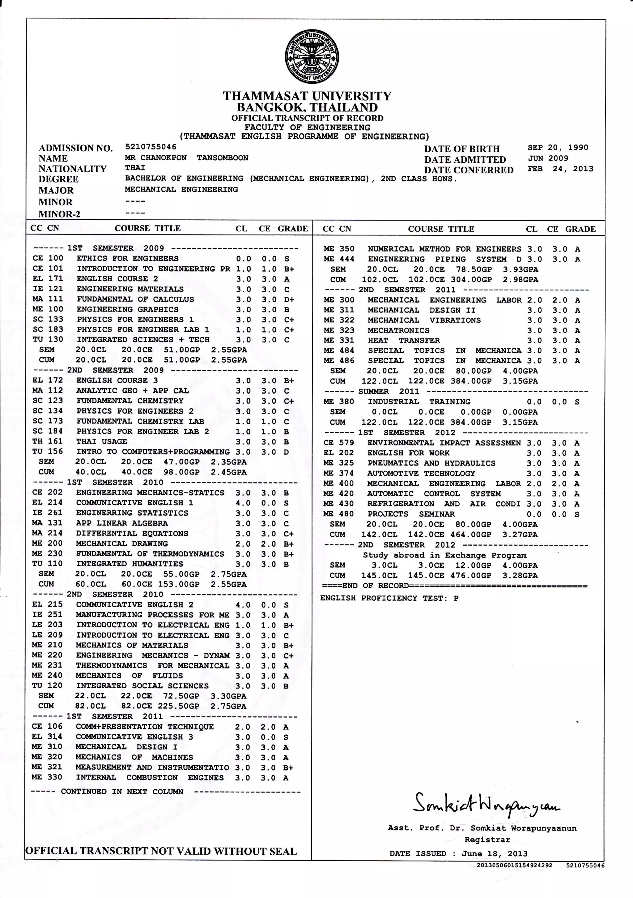TU Transcript | PDF | Physics | Science