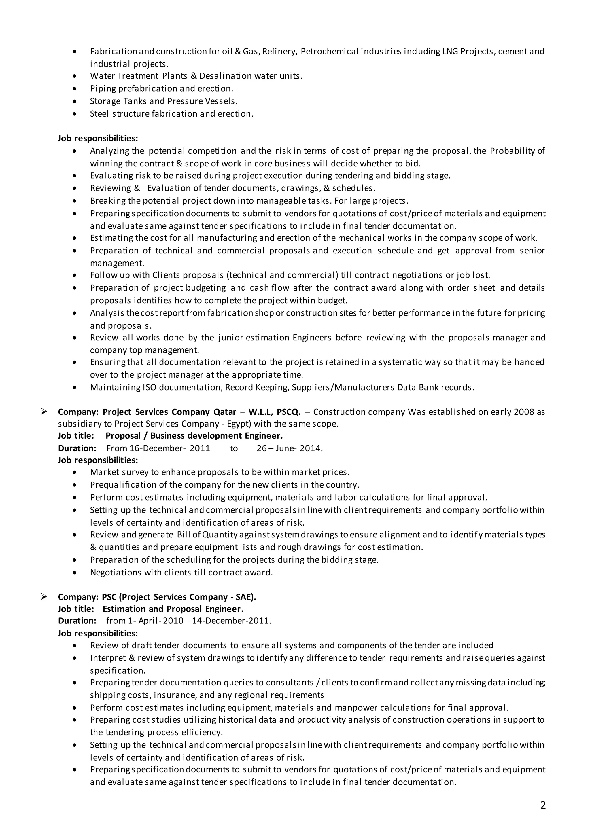 Sr. Estimation engineer | DOCX