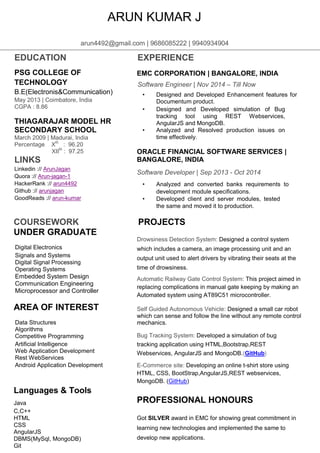 Arun_Resume | PDF | Computer Software and Applications | Computing