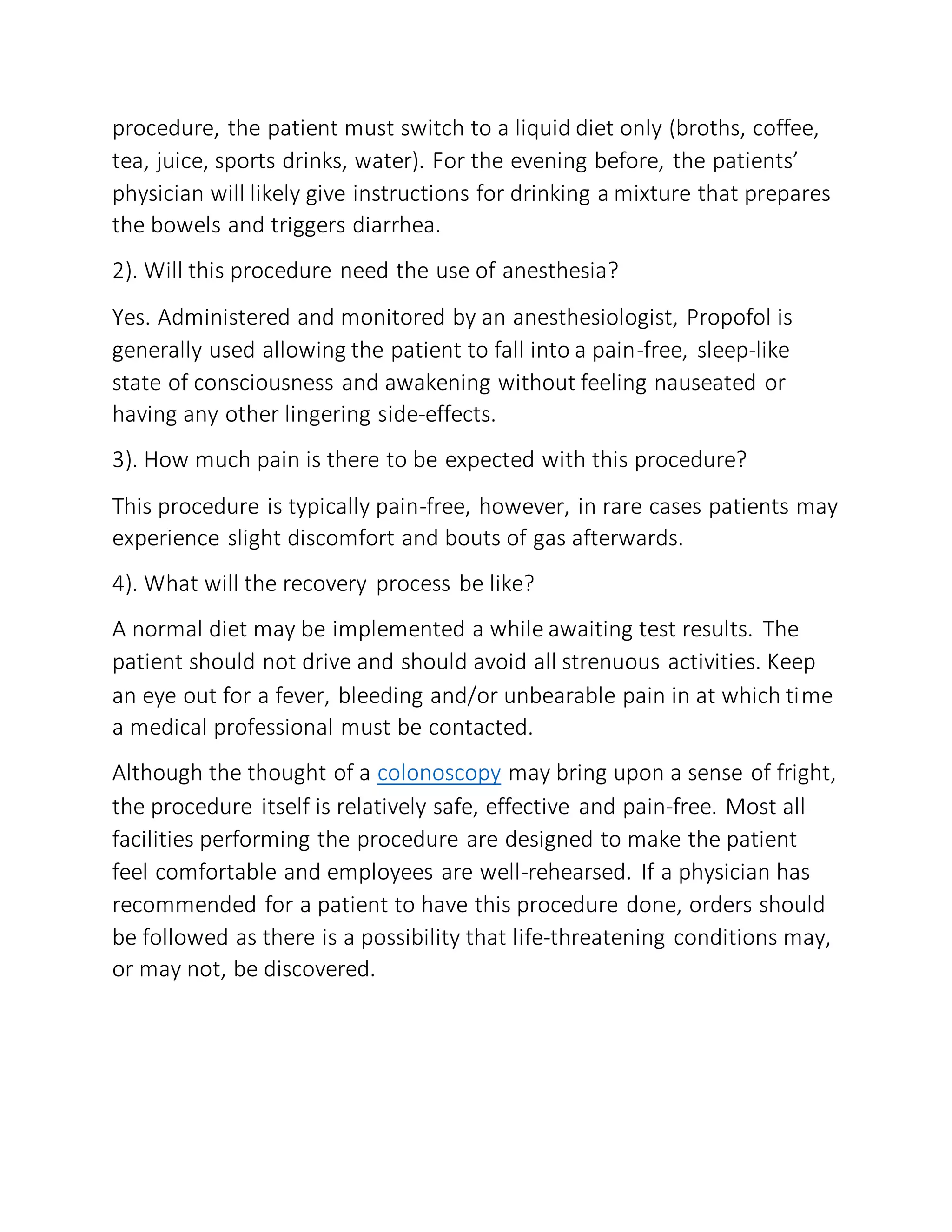 Colonoscopy | DOCX