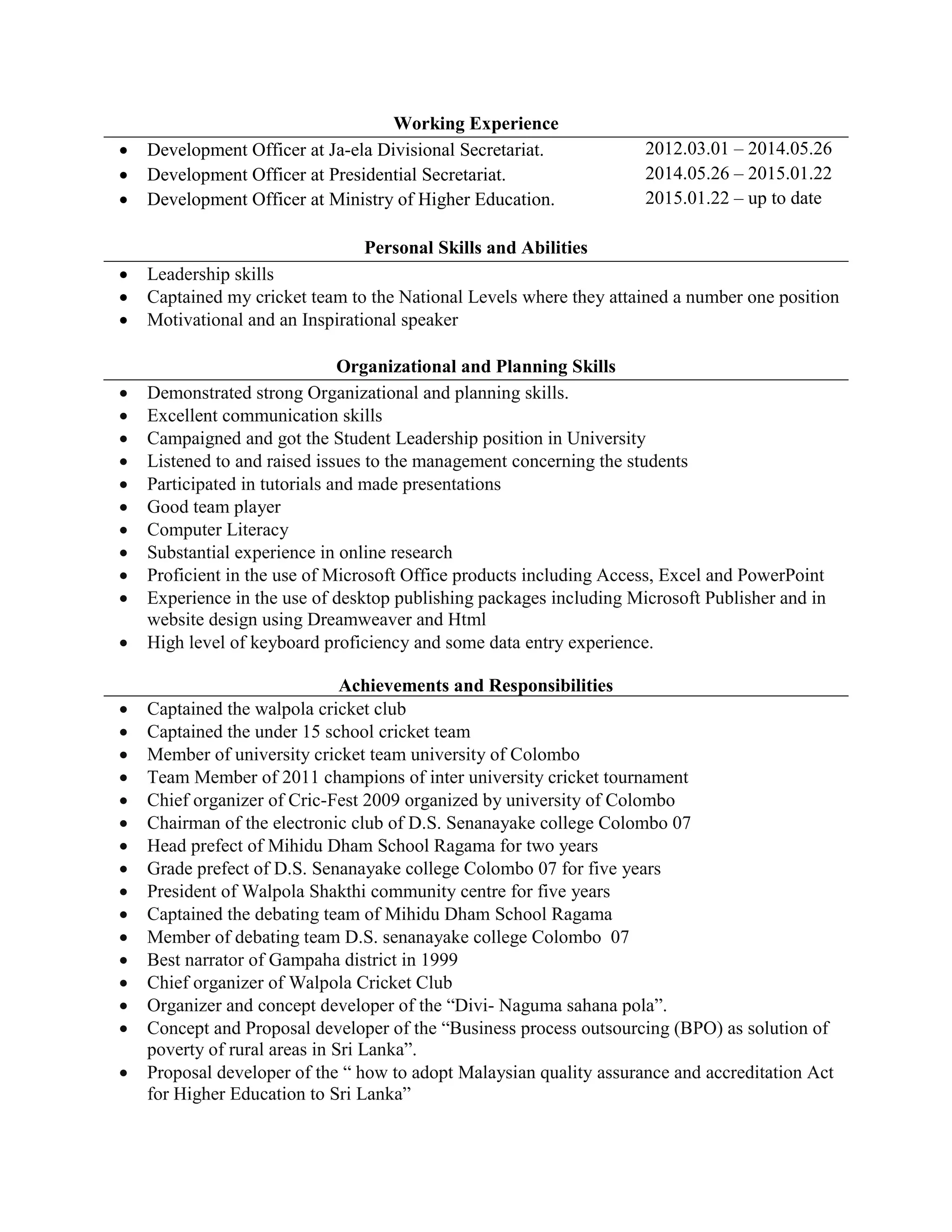 Curriculum Vitae- Samitha Jayaweera | PDF