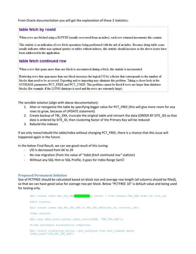 Checking clustering factor to detect row migration | PDF
