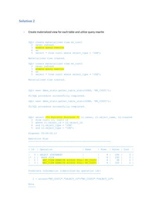 MV sql profile and index | PDF