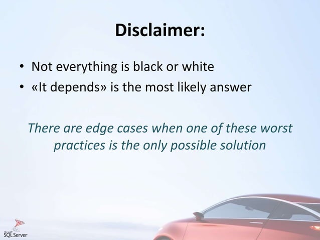 SQL Server Worst Practices - EN | PPT