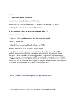 DBA 3 year Interview Questions | PDF