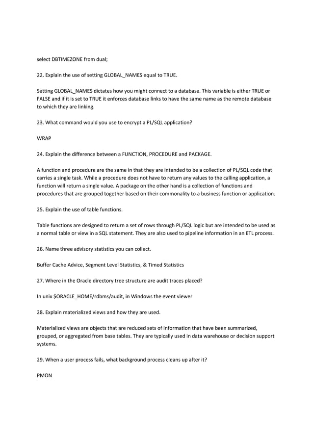 DBA 3 year Interview Questions | PDF | Operating Systems | Computer Software and Applications