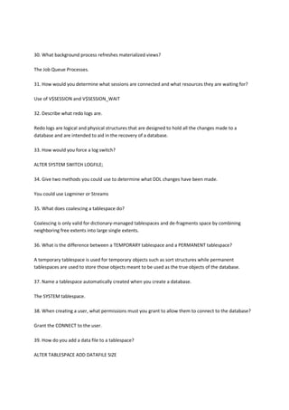DBA 3 year Interview Questions | PDF
