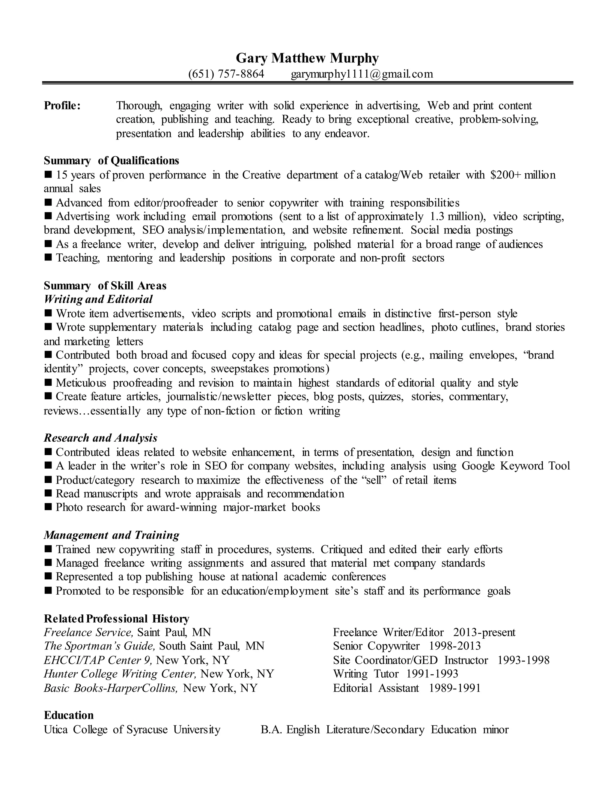 Gary Murphy Resume | DOCX