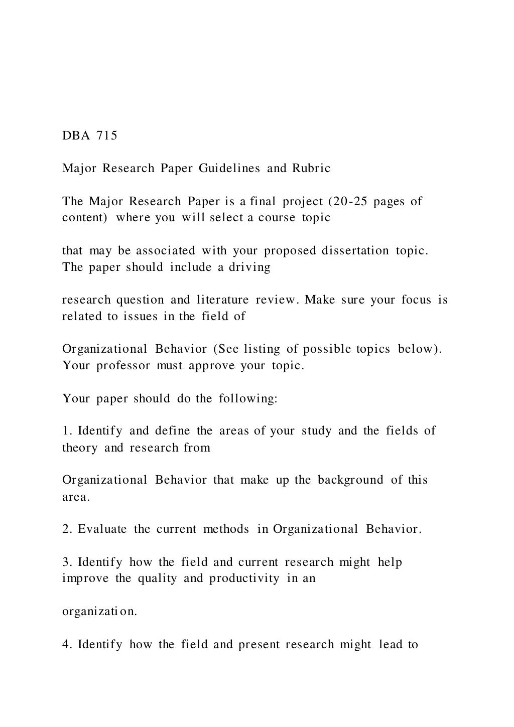 DBA 715 Major Research Paper Guidelines and Rubric T | PDF