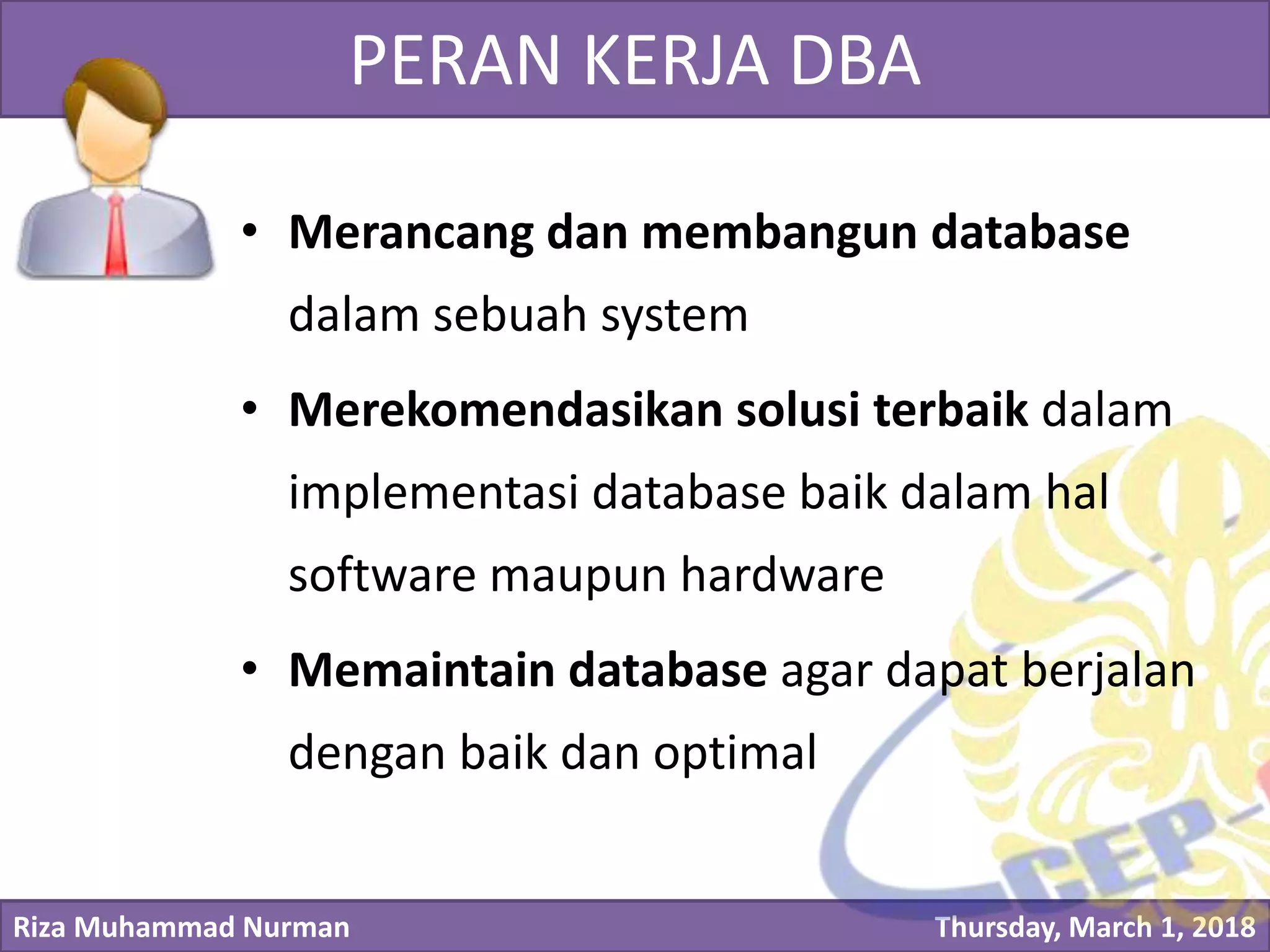 DBA BAB 1 - Pengenalan Database Administrator | PPTX