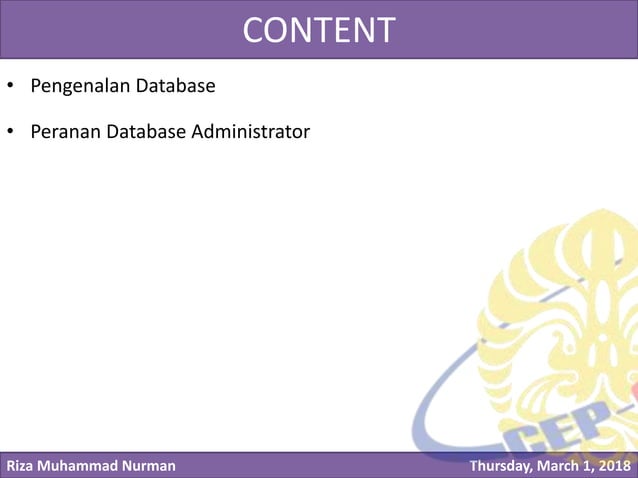 DBA BAB 1 - Pengenalan Database Administrator | PPT