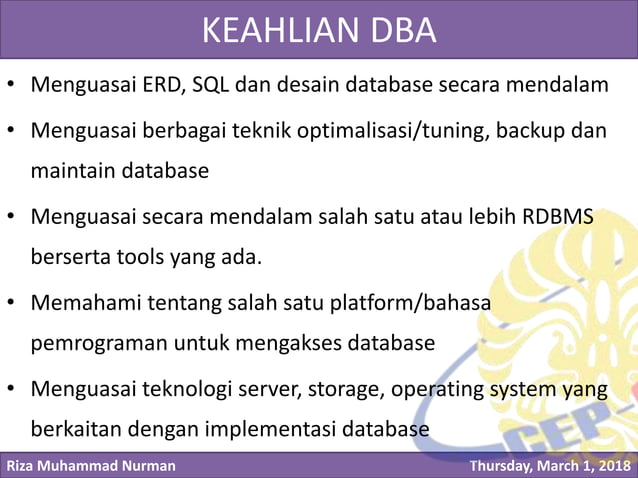 DBA BAB 1 - Pengenalan Database Administrator | PPTX