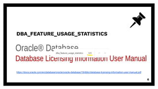 DBA_FEATURE_USAGE_STATISTICS | PDF