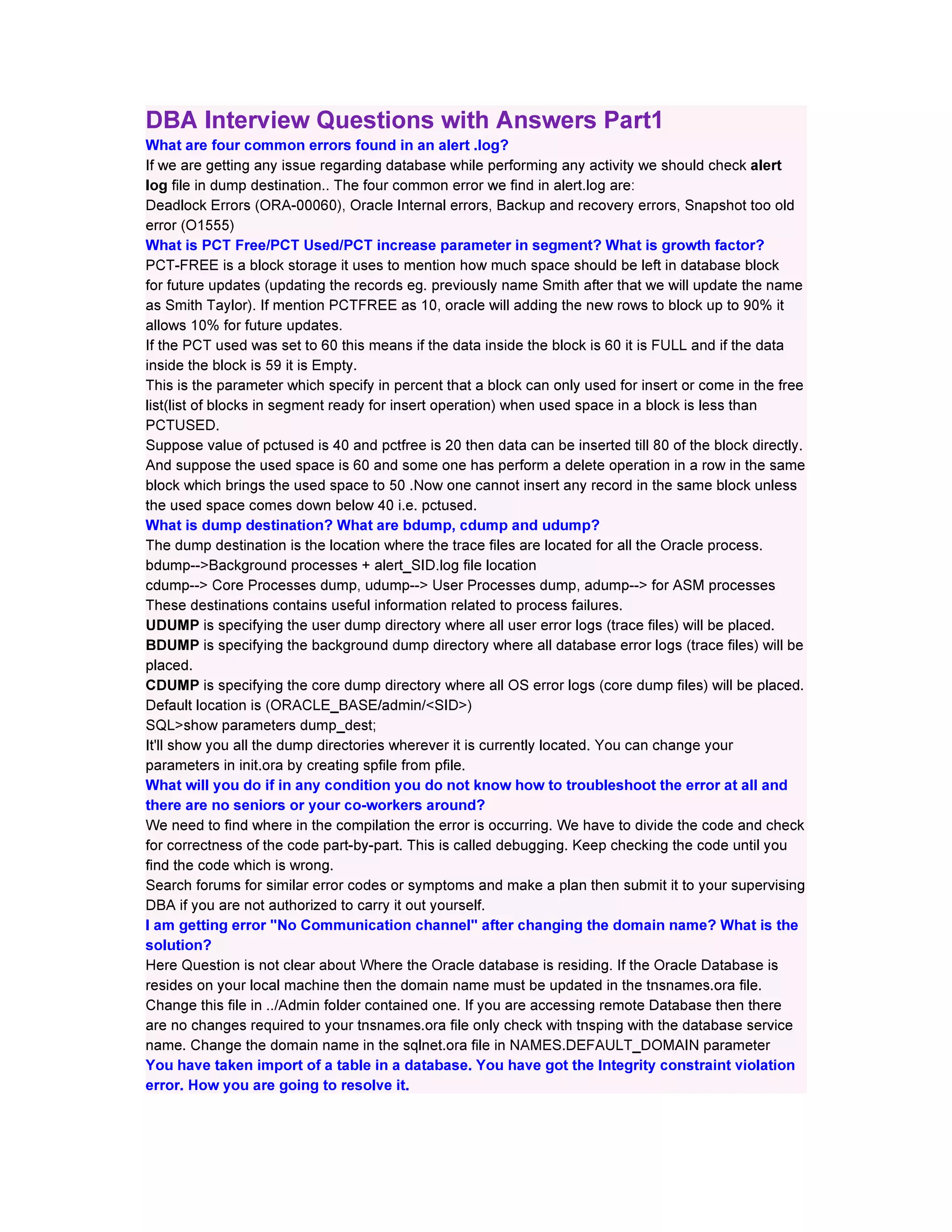 Dba Interview Questions Pdf