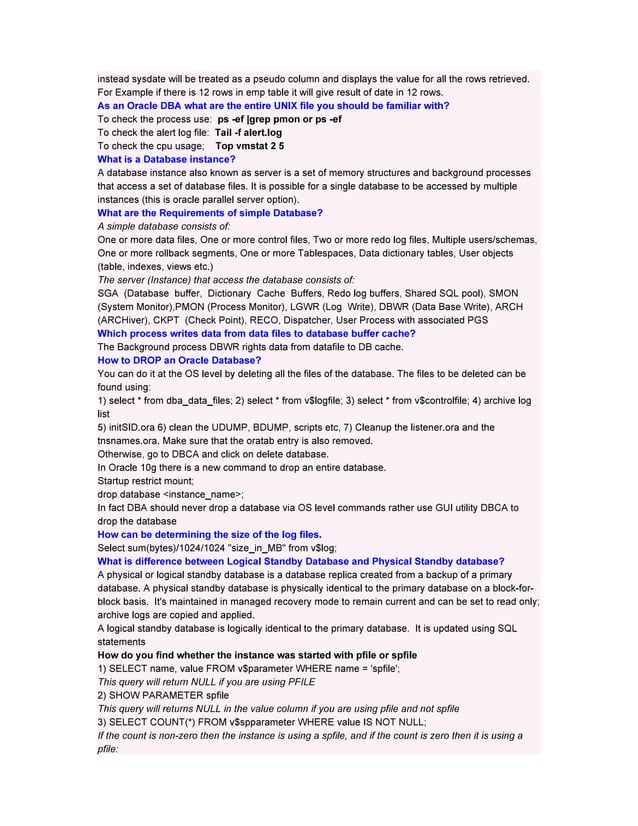 DBA Interview Questions | PDF