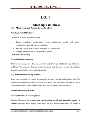 DBA, LEVEL III TTLM Monitoring and Administering Database.docx