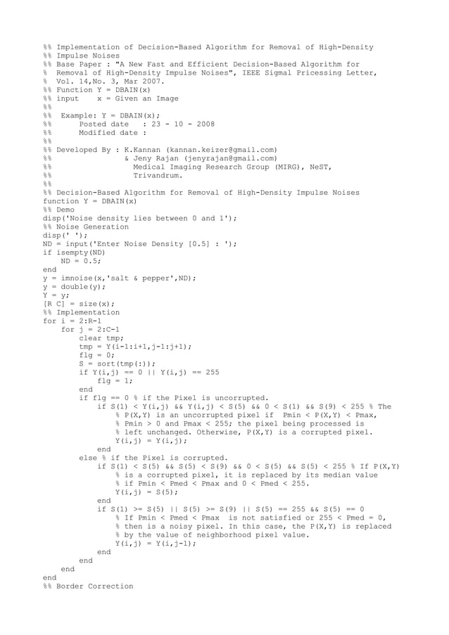Dba matlab code | DOC | Digital Audio | Computer Software and Applications