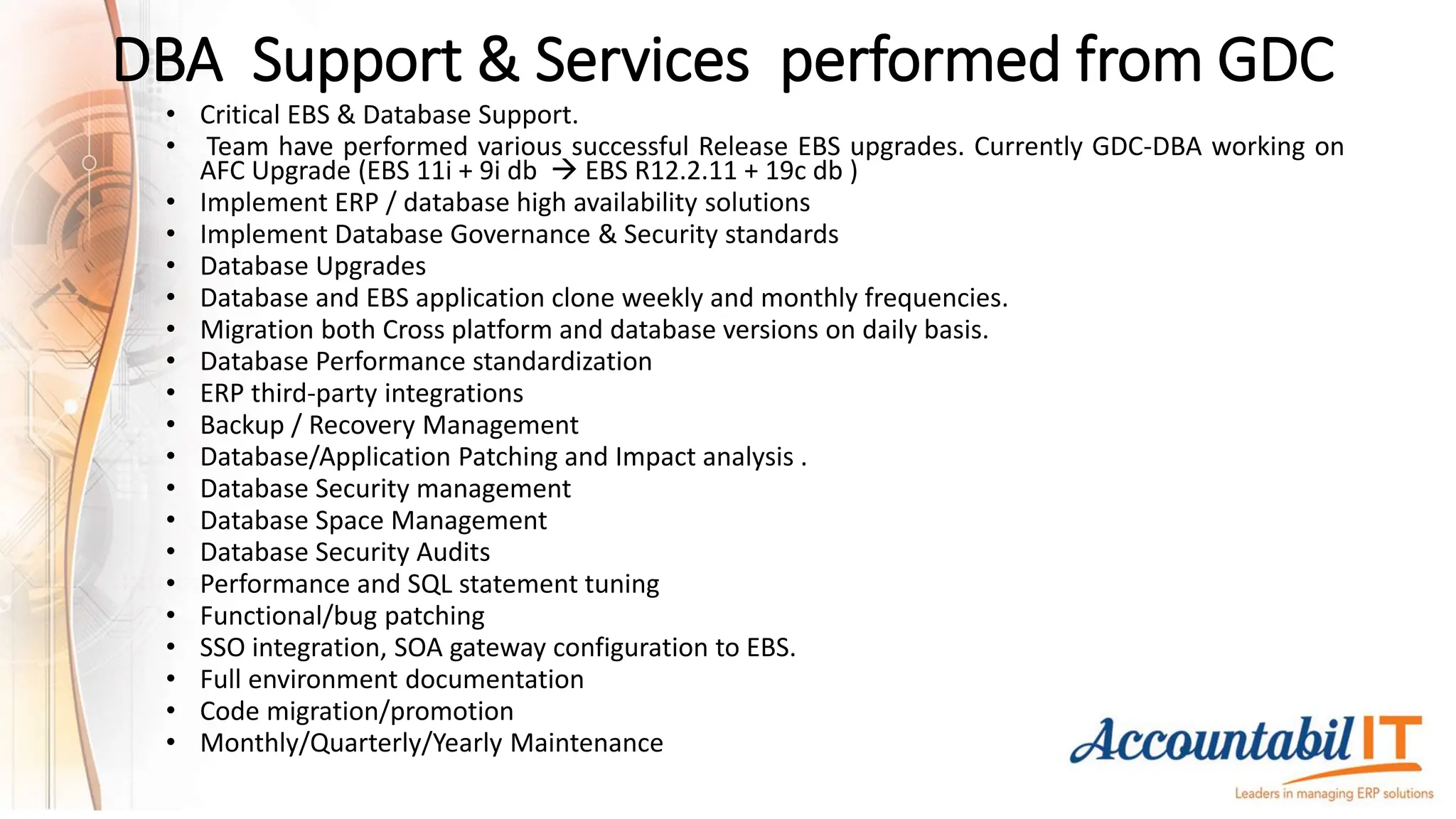 DBA Practices in Global Delivery Center | PPT