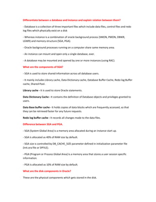 Database Administrator interview questions and answers | RTF