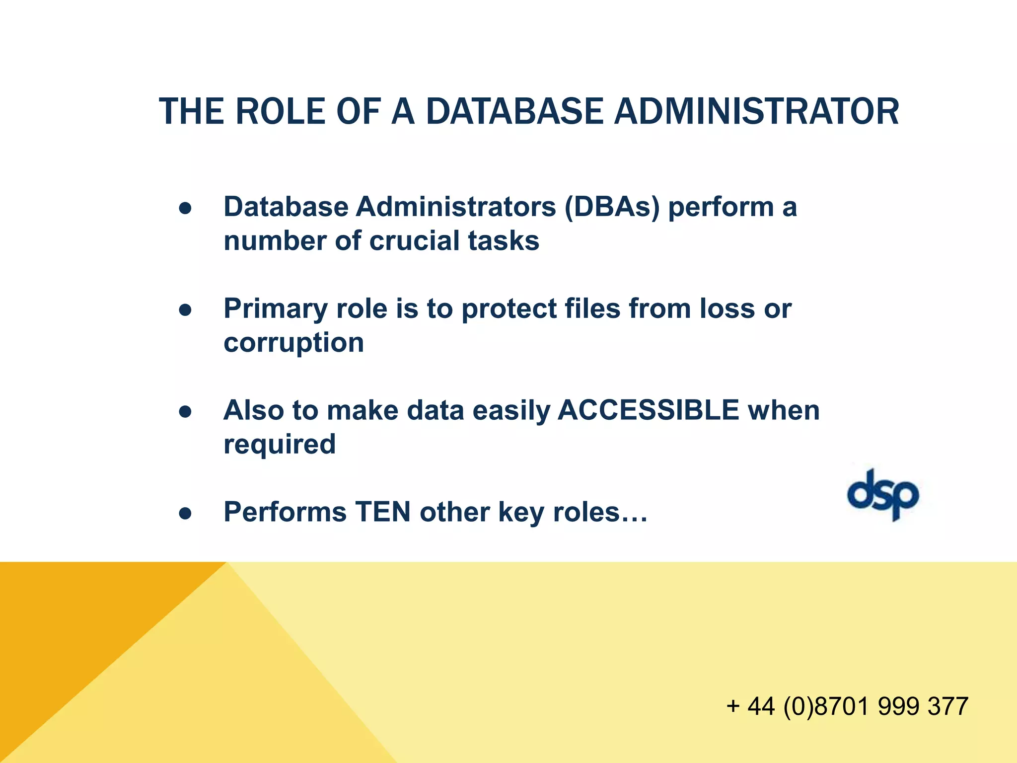 The Key Responsibilities of a Database Administrator | PPTX