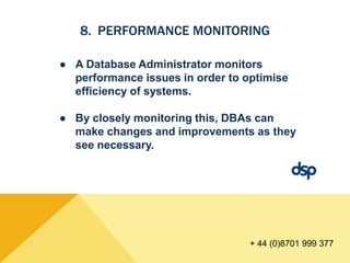The Key Responsibilities of a Database Administrator | PPTX