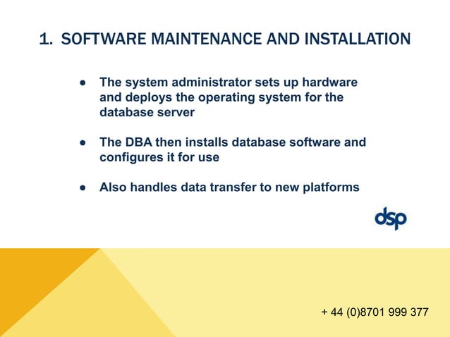 The Key Responsibilities of a Database Administrator | PPTX | Databases | Computer Software and ...