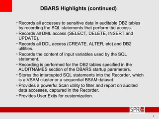 Auditing DB2 on z/OS with DBARS | PPT