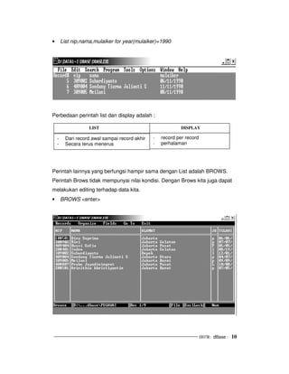 Dbase (interaktif-command) | PDF
