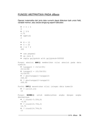 Dbase (interaktif-command) | PDF